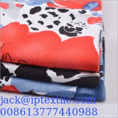 China Hot Sale Rusha Textile Knitted 96% Viscose 4% Spandex Printed Spun Rayon Elastane Jersey Fabric for Garment supplier