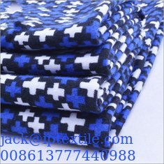 China Rusha Textile  Knitting 32s Poly Spun Super Soft Spandex Single Jersey Small Cross Print Fabric supplier